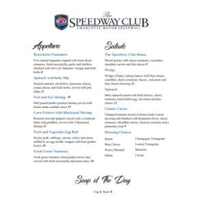 Dinner | Dining | The Speedway Club