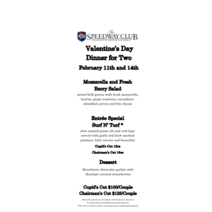 Menus | Dining | The Speedway Club