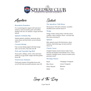 Dinner | Dining | The Speedway Club