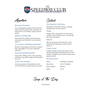 Menus | Dining | The Speedway Club