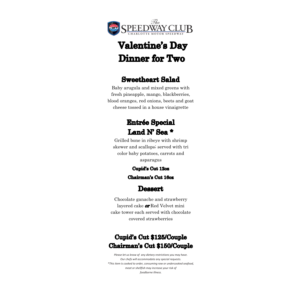 Menus | Dining | The Speedway Club